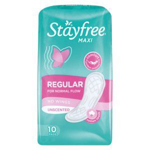 Elite PowerTrade- STAYFREE MAXI THICK PADS REGULAR UNSCENTED NO WINGS 10`s